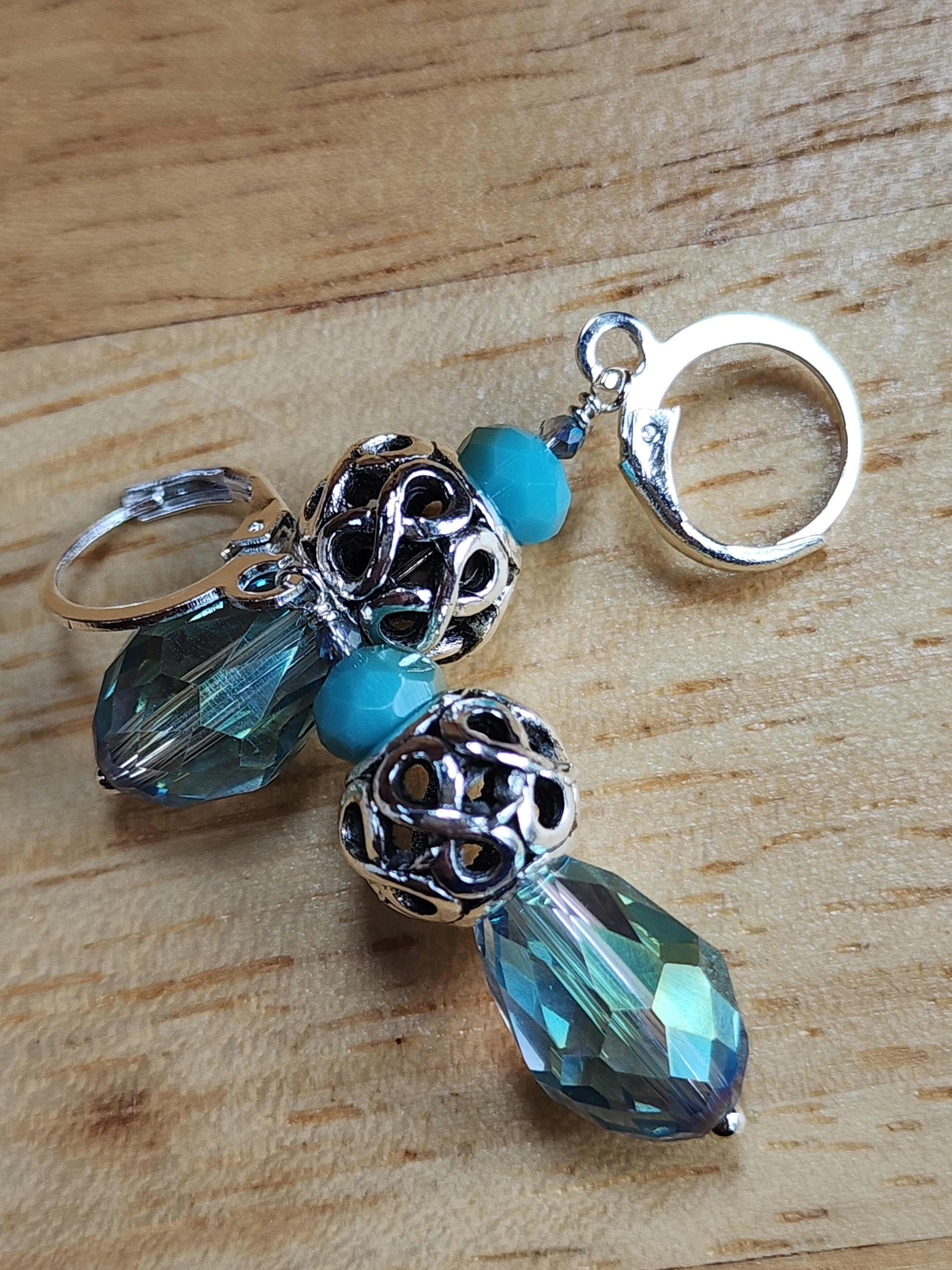 Silver/aqua Ball Teardrop Earrings - Etsy