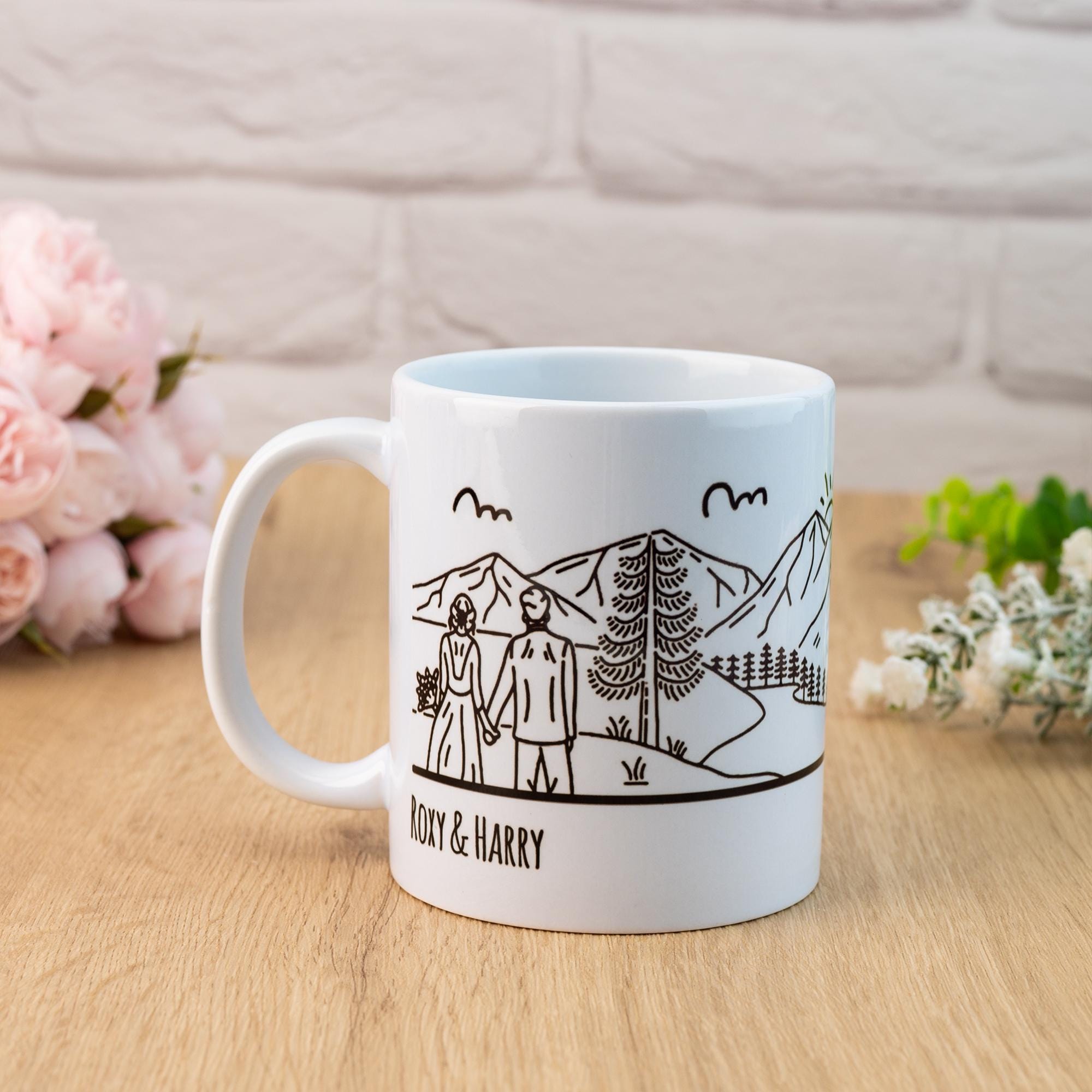 Personalized Couple Mug, Wedding Shower Gift Idea, Mountain Mug, Custom ...