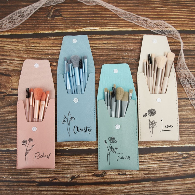 Personalized Birth Flower Makeup Brushes Custom Make up - Etsy