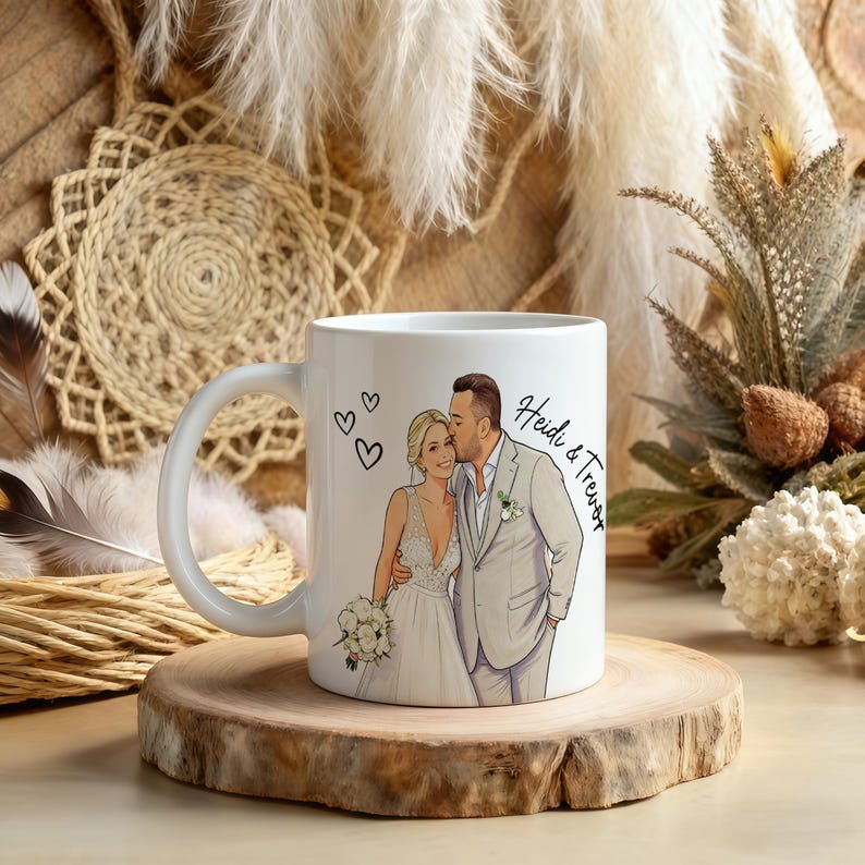 Personalized Watercolor Photo Mug, Custom Picture Coffee Cup Gift for ...