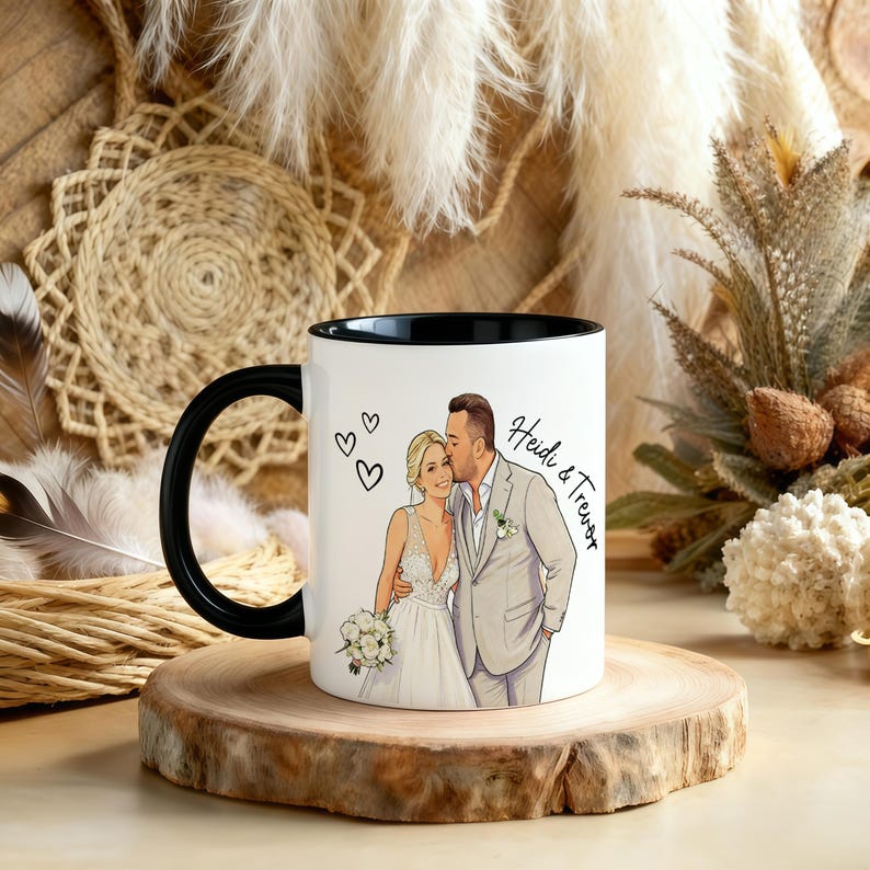 Personalized Watercolor Photo Mug, Custom Picture Coffee Cup Gift for ...