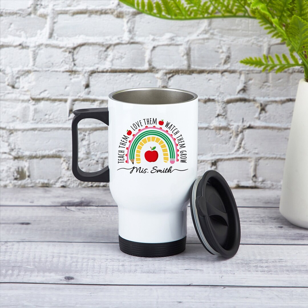 Custom Teacher Travel Mug, Teachers Gift, Teacher Rainbow Cup ...