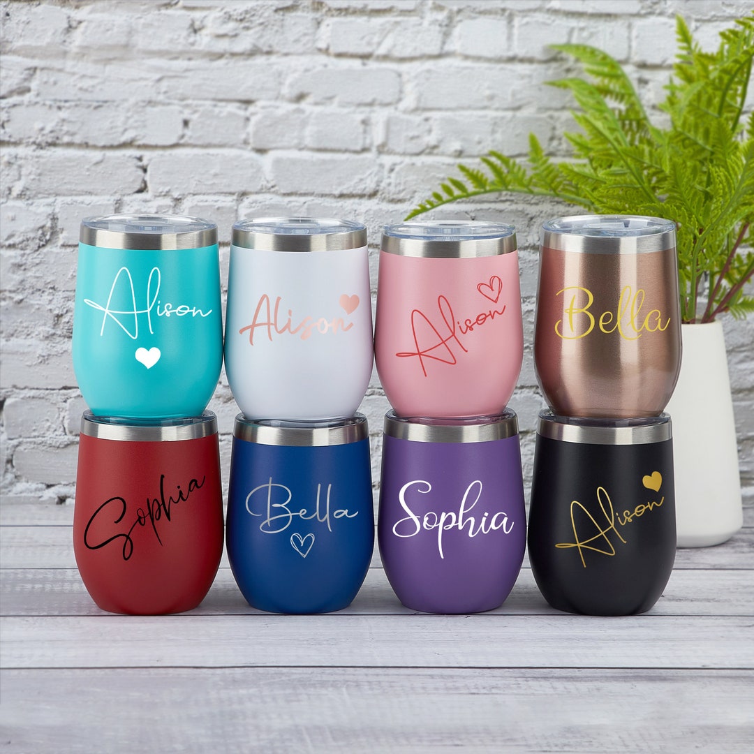 Personalized Wine Tumbler, Custom Insulated Wine Cup With Name, Bridal ...