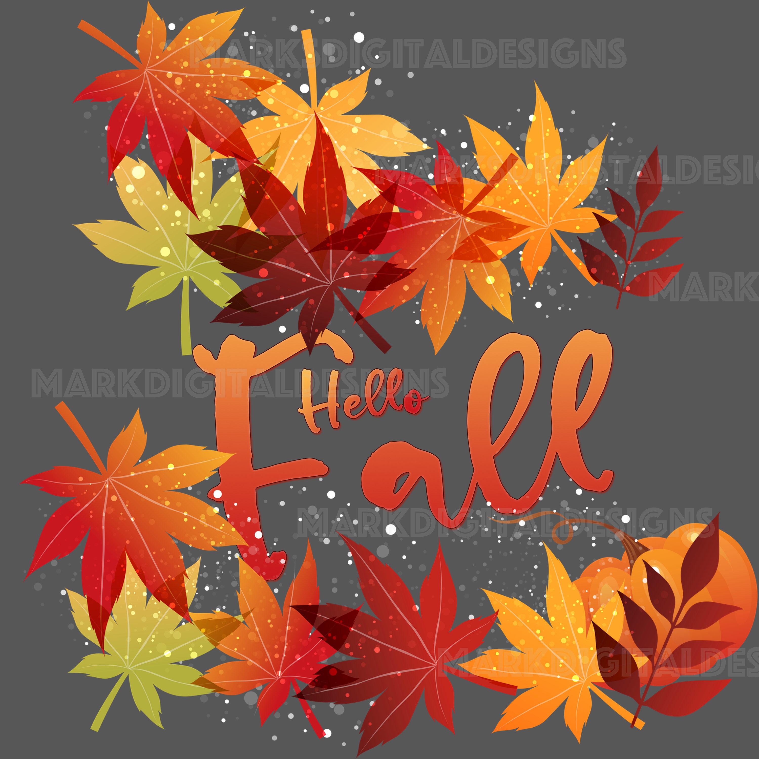 Hello Fall PNG, Hello Fall Leaves, Colorfull Leaves PNG, Digital ...
