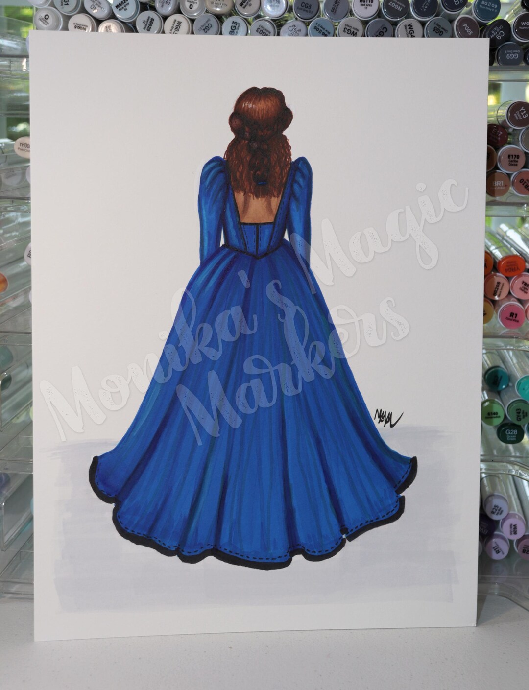 ORIGINAL Blue Ballgown Fashion Illustration 9x12 - Etsy