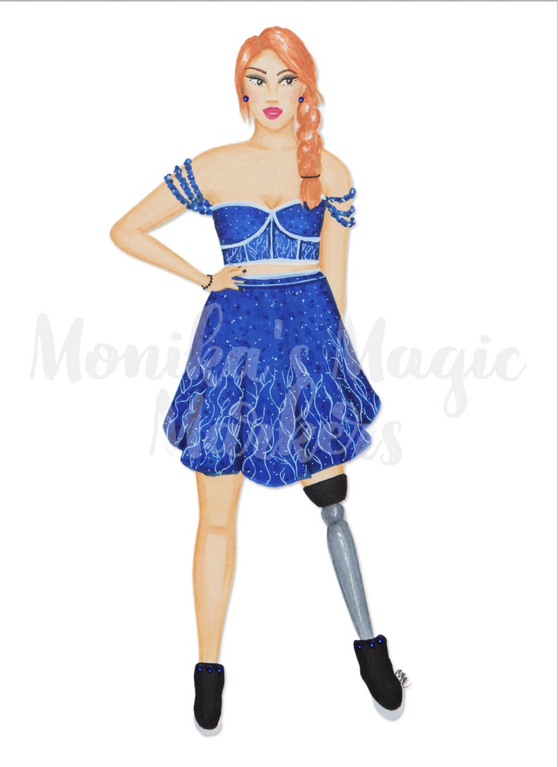 Prosthetic Leg Fashion Illustration Disability Inclusive Art 8x10 ...