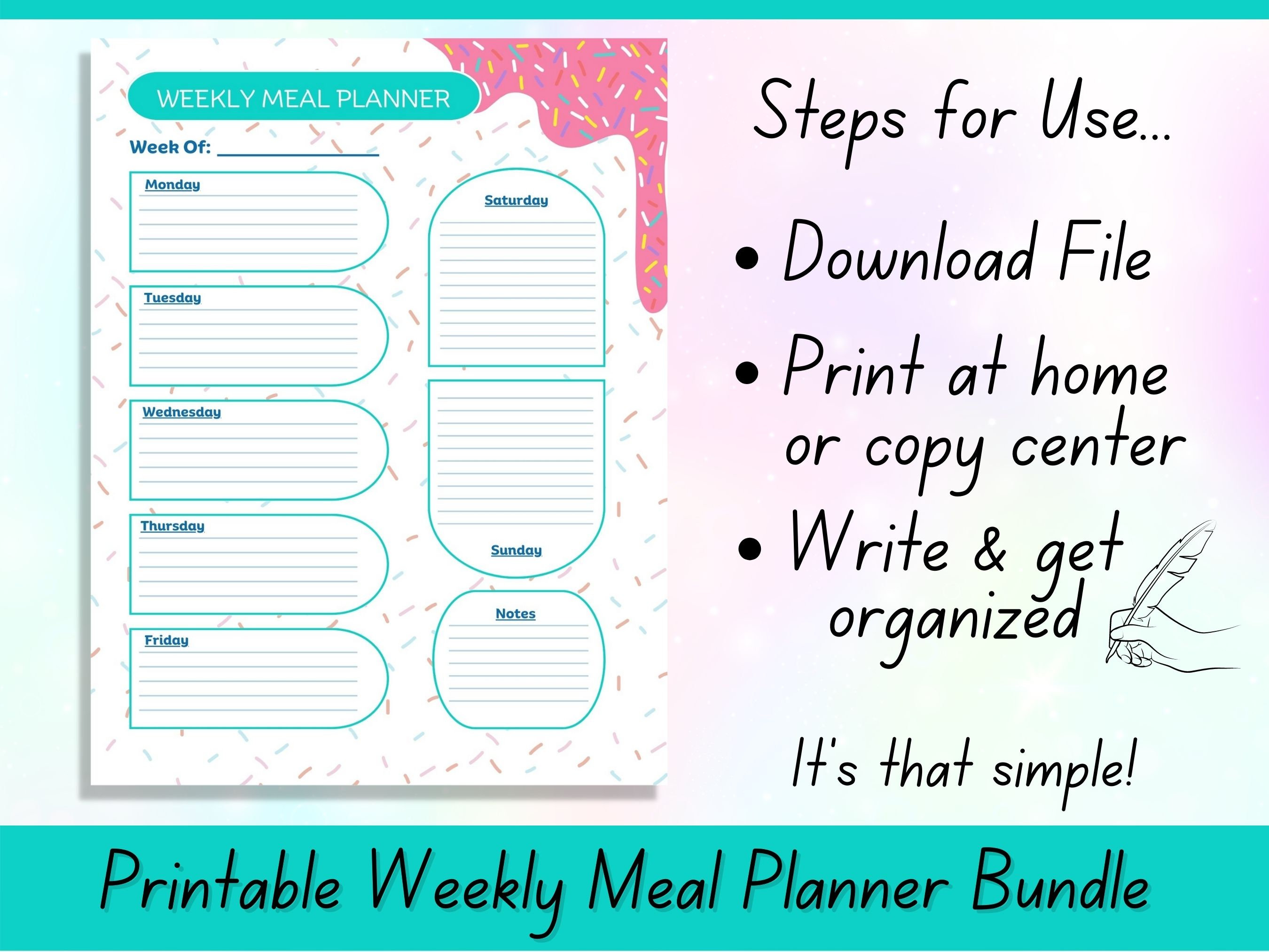 Meal Planner, Meal Planner Printable, Meal Planner Digital, Weekly Meal ...