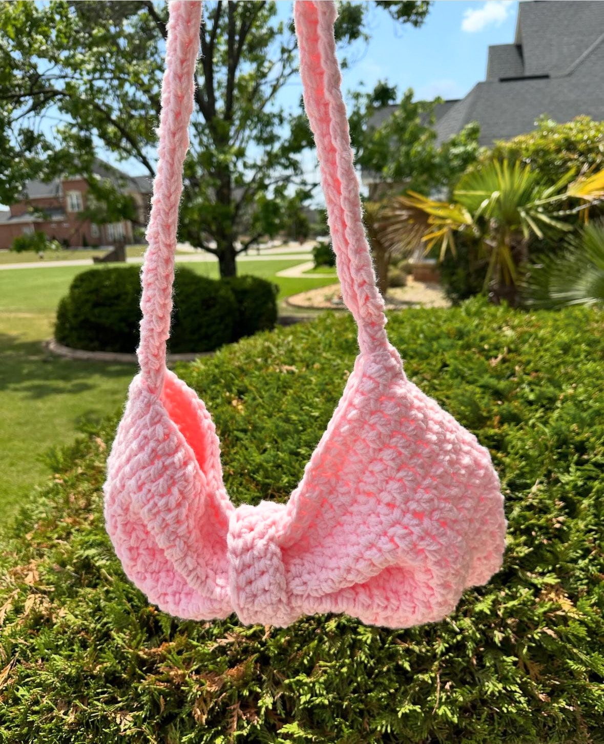 Pink Crochet Bow Bag - Etsy