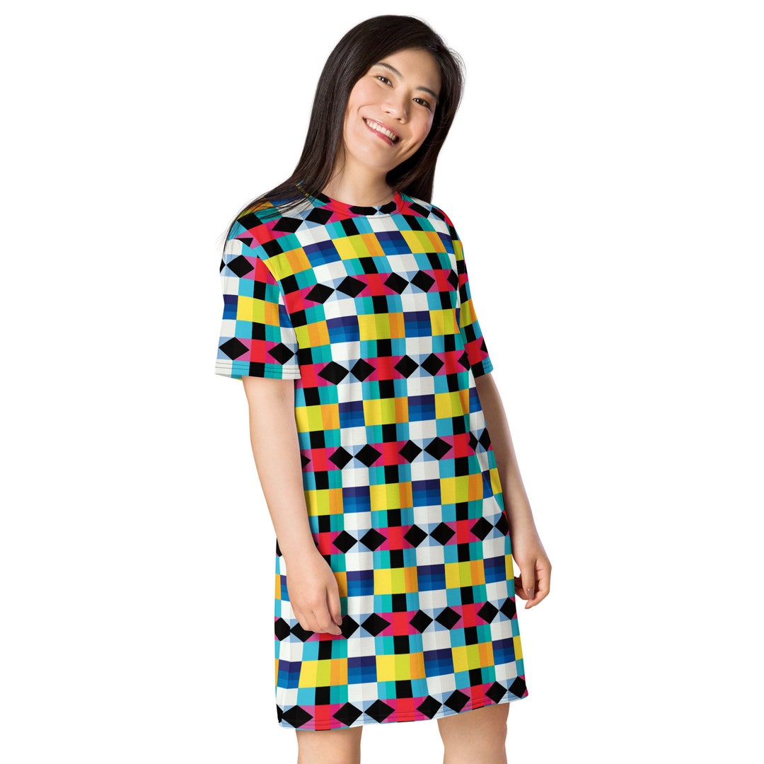 Vibrant Fusion Dress Modern Plaid Meets Diamond Checkers Eclectic ...