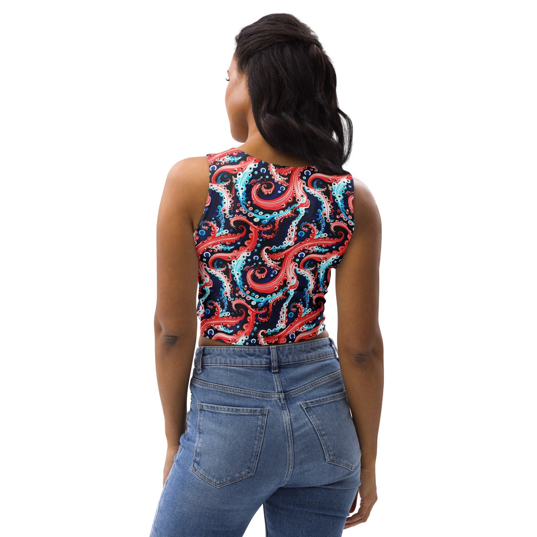 Patriotic Tendrils: Red White & Blue Tentacle Crop Top - Etsy