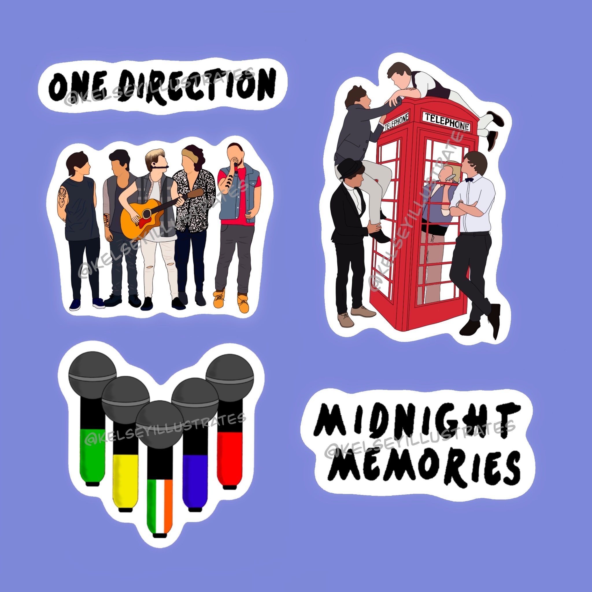 One Direction Sticker Set - Etsy