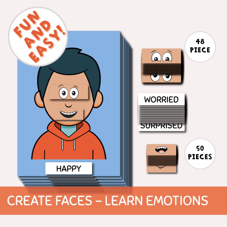 Printable Emotion Matching Cards, Feelings Activity for Kids, Preschool ...