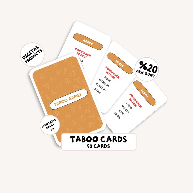 Human Body Taboo Game: Printable Science Flashcards (A4) - Etsy