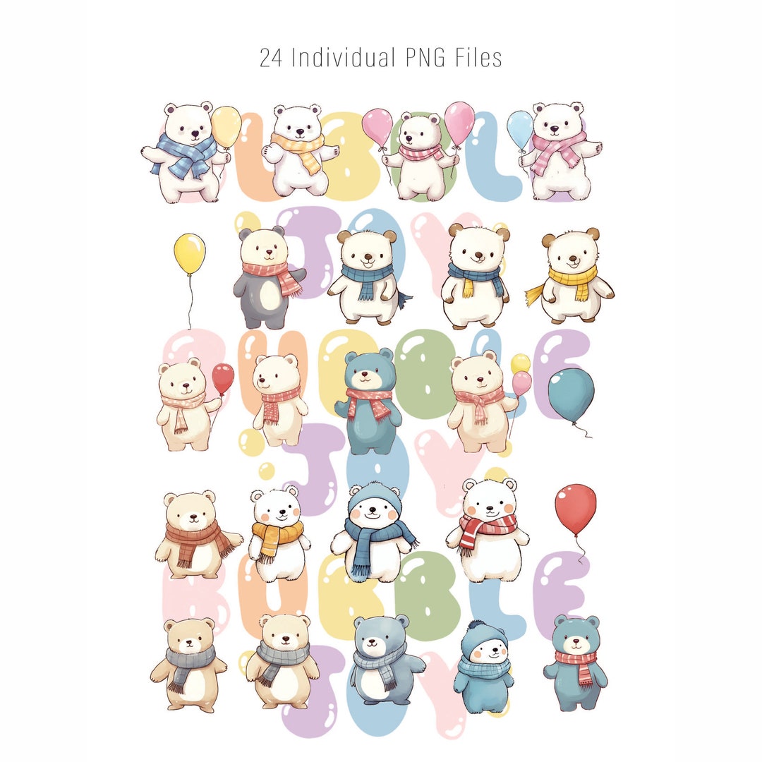 Cute Teddy Bear Sticker Set Digital File PNG - Etsy