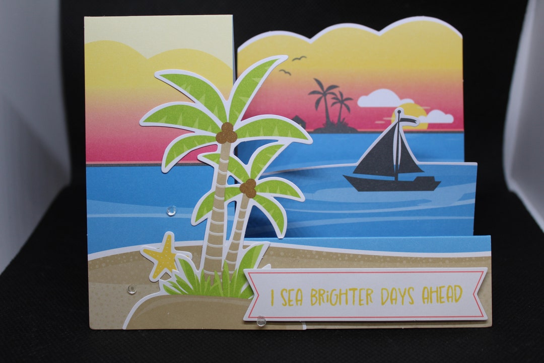 Summer Easeal Cards Handmade Greeting Cards- Sunset at the Beach - Etsy