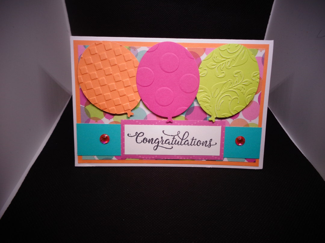 Congratulations Handmade Greeting Card- "embossed Balloons" - Etsy