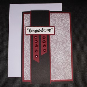 Congratulations Handmade Greeting Card- Black and Red With Red Pearls ...