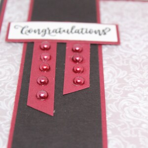 Congratulations Handmade Greeting Card- Black and Red With Red Pearls ...