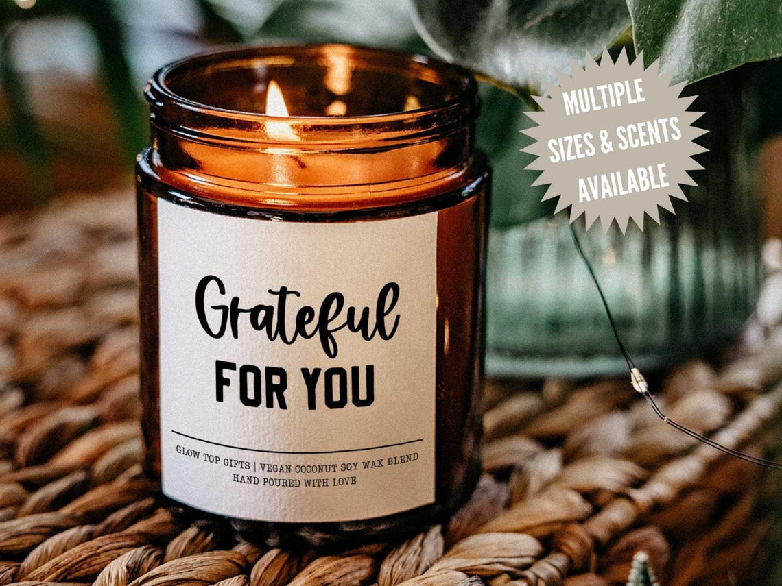 Grateful for You Candle Gift, Thank You Gift, Appreciation Gift ...