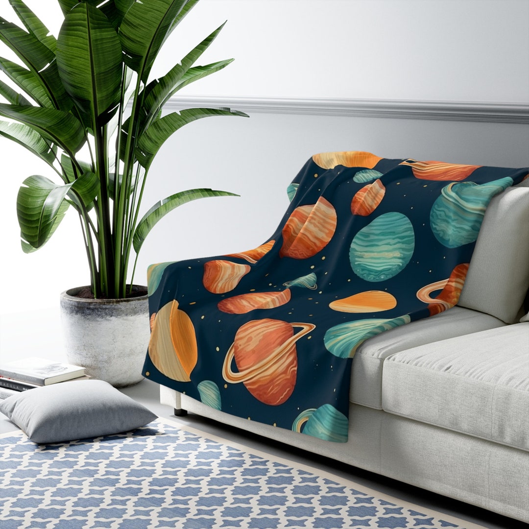 The Cosmic Cuddles: Starry Sky Planetary Sherpa Fleece Blanket - Etsy