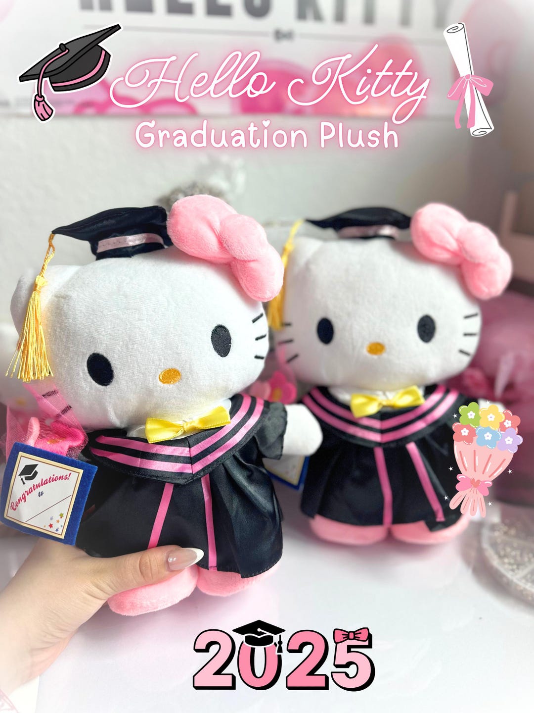 Hello Kitty Graduation Plushie - Etsy