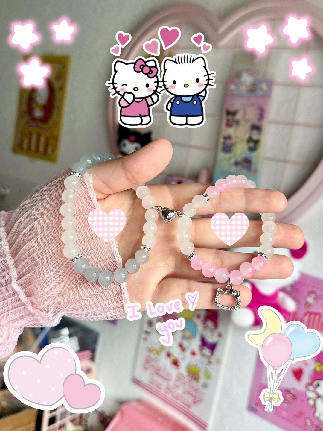 Hello Kitty and Boyfriend Matching Bracelets - Etsy