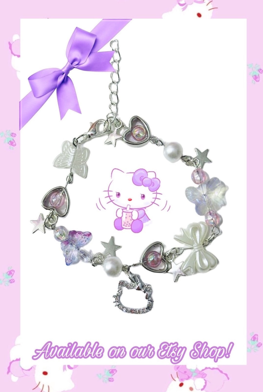 Hello Kitty Purple Handmade Bracelet Sanrio Jewelry - Etsy