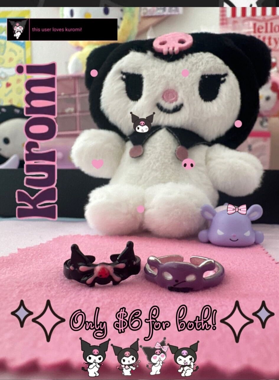 Kuromi and Baku Rings Set - Etsy