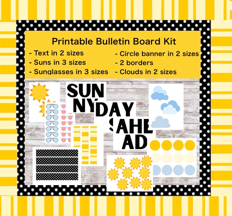 Summer Bulletin Board Printable Kit, Classroom Door, Sunny Days Ahead ...