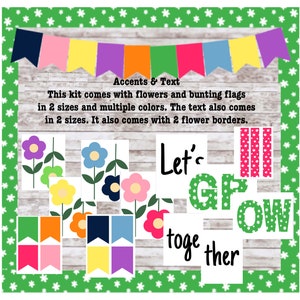 Spring Bulletin Board Printable Kit, Let’s Grow Together Flower ...