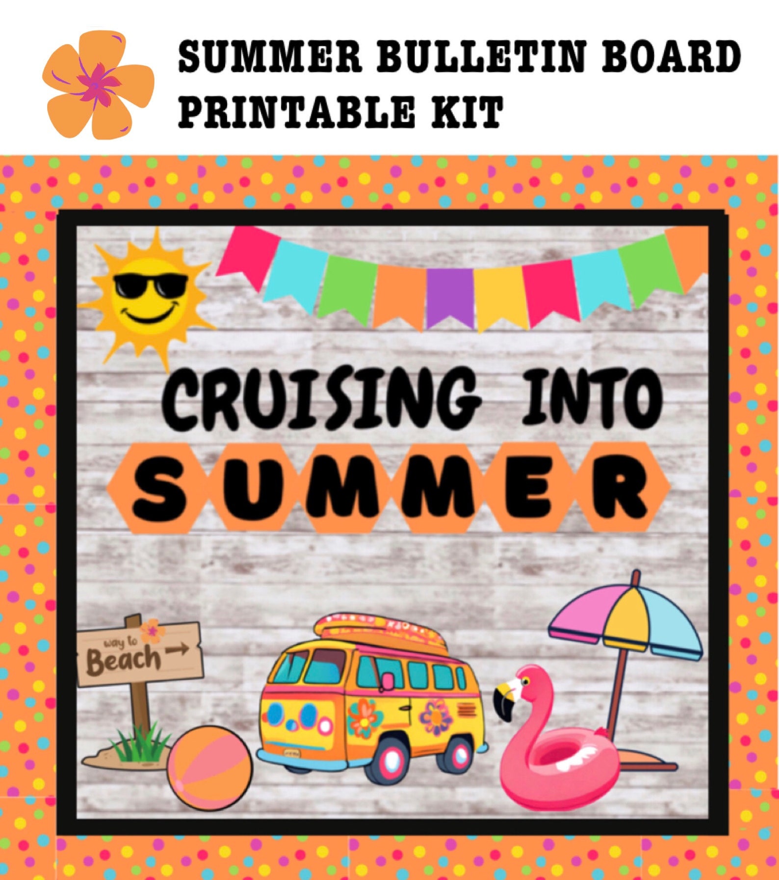 Summer Bulletin Board Printable Kit, Cruising Into Summer, Classroom ...