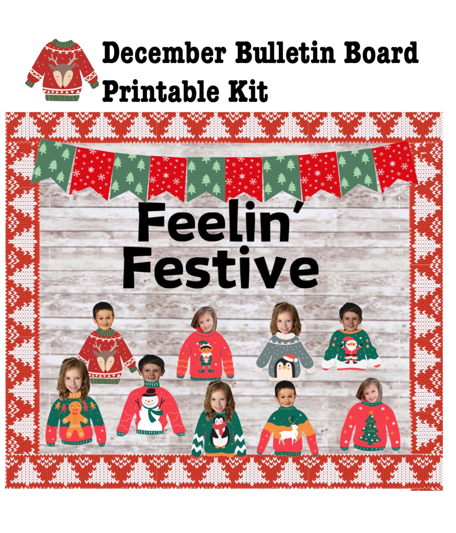 Winter Bulletin Board, Christmas Sweater Bulletin Board, December ...