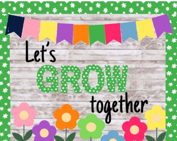 Spring Bulletin Board Printable Kit, Let’s Grow Together Flower ...