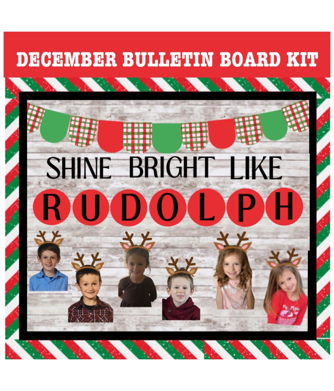 Rudolph Bulletin Board Printable Kit, Christmas Class Bulletin Board ...