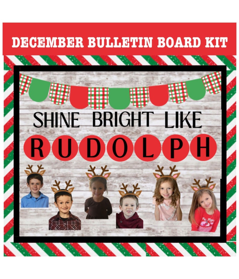 Rudolph Bulletin Board Printable Kit, Christmas Class Bulletin Board ...