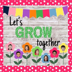 Spring Bulletin Board Printable Kit, Let’s Grow Together Flower ...