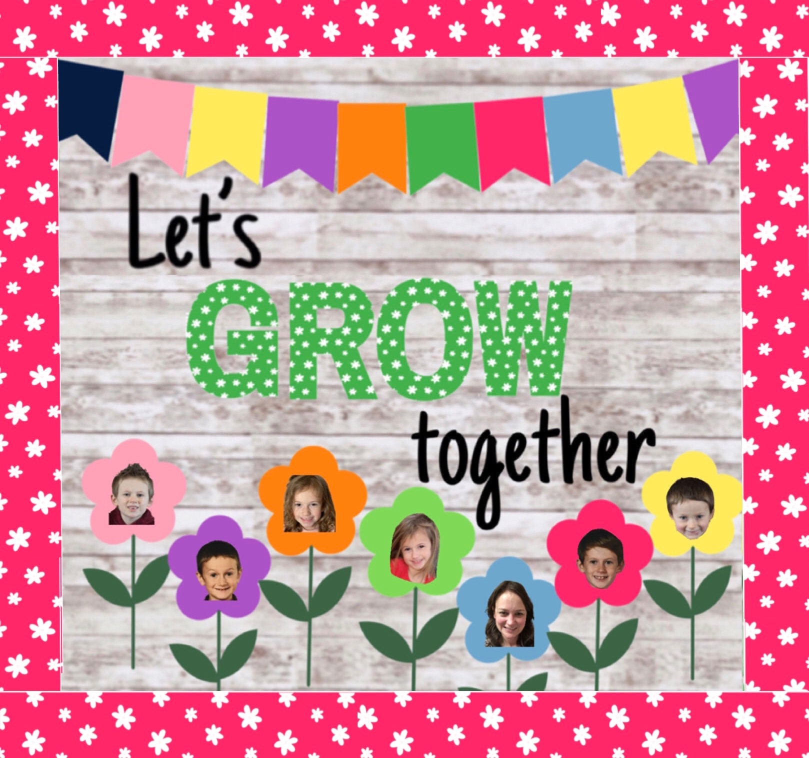 Spring Bulletin Board Printable Kit, Let’s Grow Together Flower ...