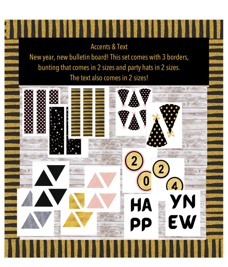 Happy New Year Bulletin Board, Printable Bulletin Board Kit, January ...