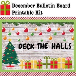 Winter Bulletin Board Printable Kit, Christmas Bulletin Board, Deck the ...