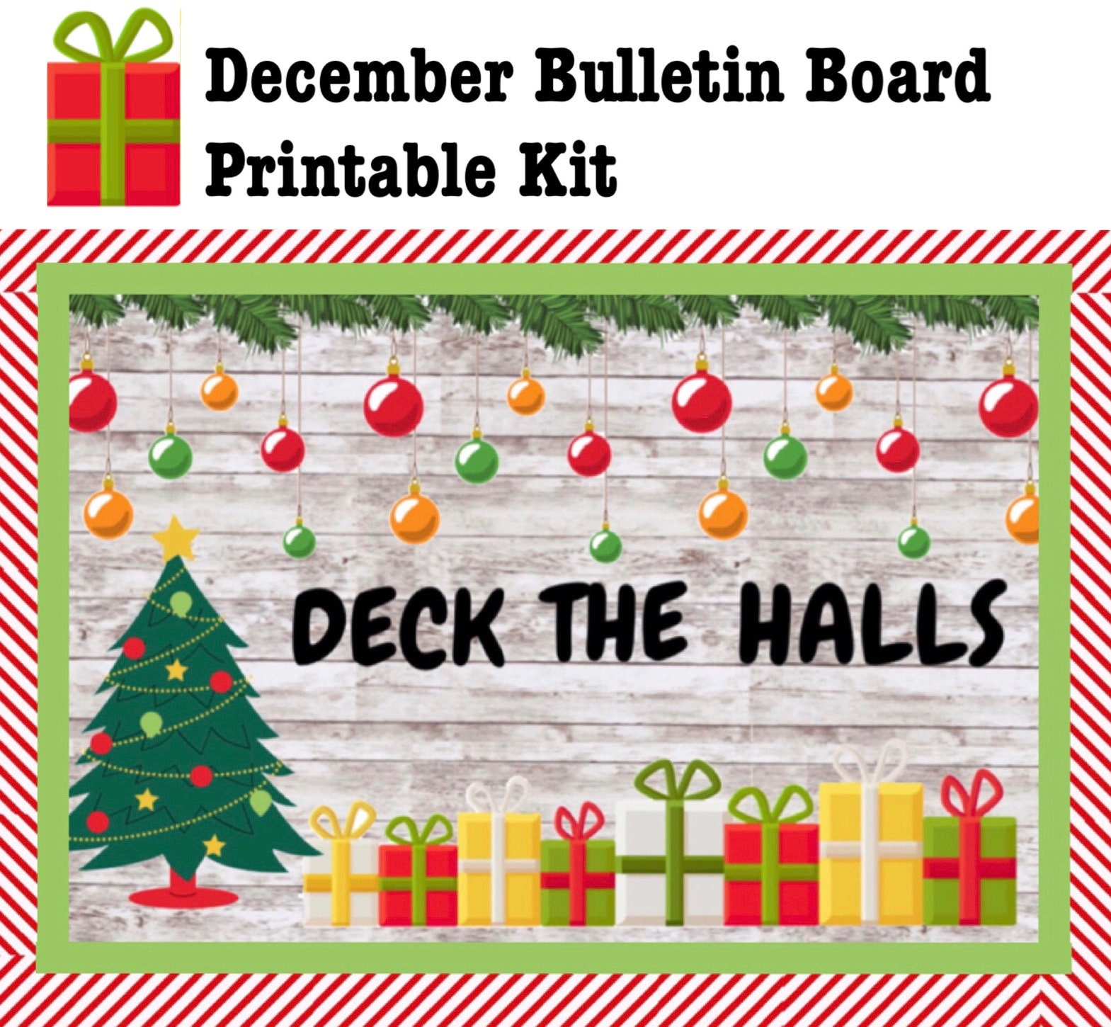 Winter Bulletin Board Printable Kit, Christmas Bulletin Board, Deck the ...
