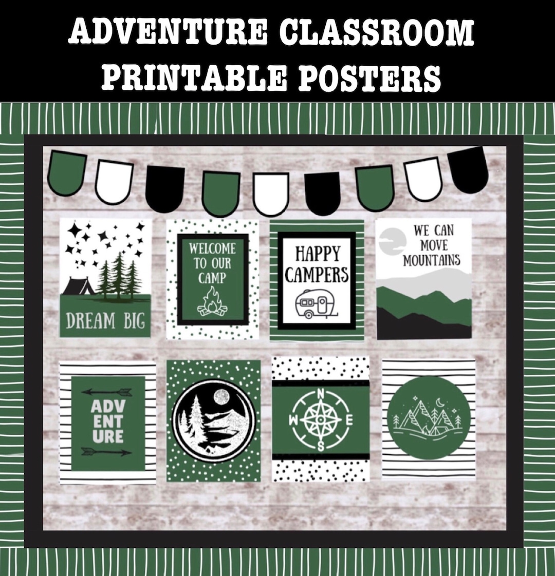 Adventure Classroom Printable Posters, Camping Bulletin Board ...