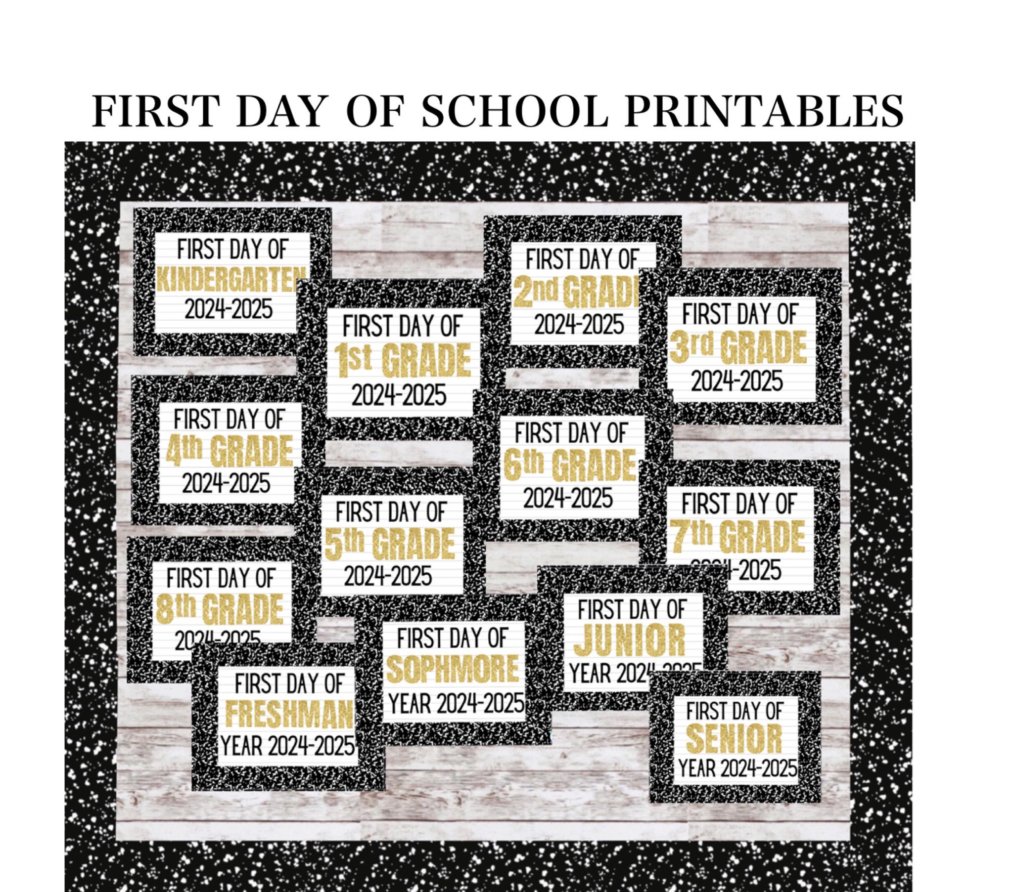First Day of School Sign, Printable Back to School Sign, Kindergarten ...
