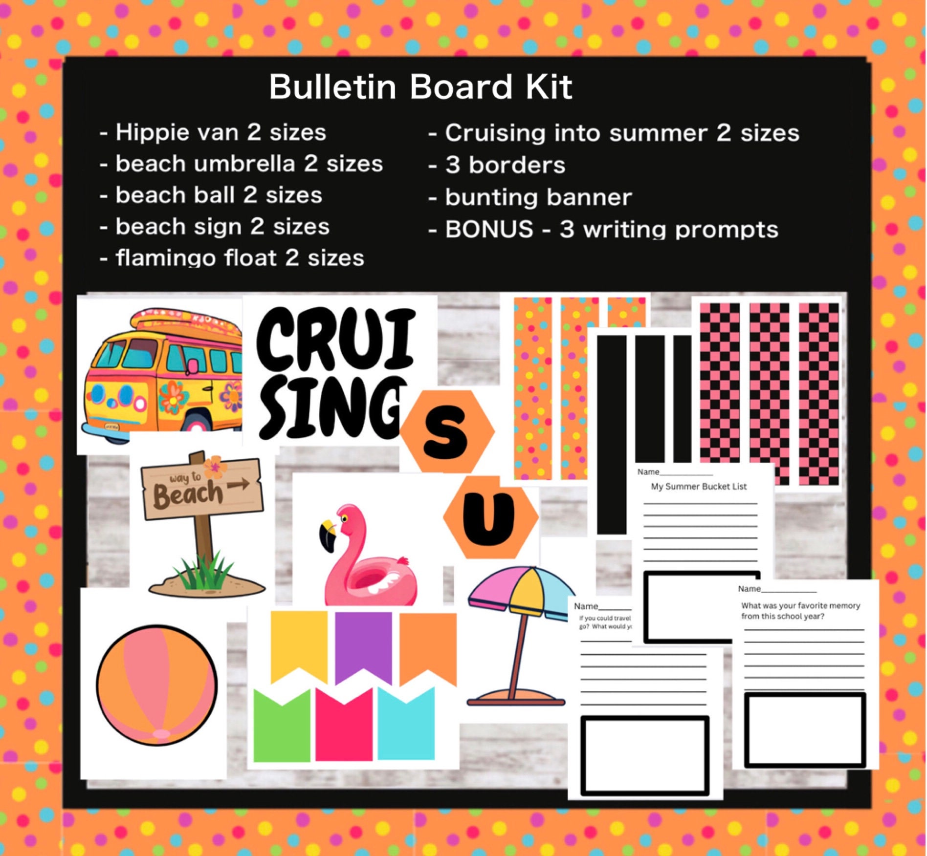 Summer Bulletin Board Printable Kit, Cruising Into Summer, Classroom ...