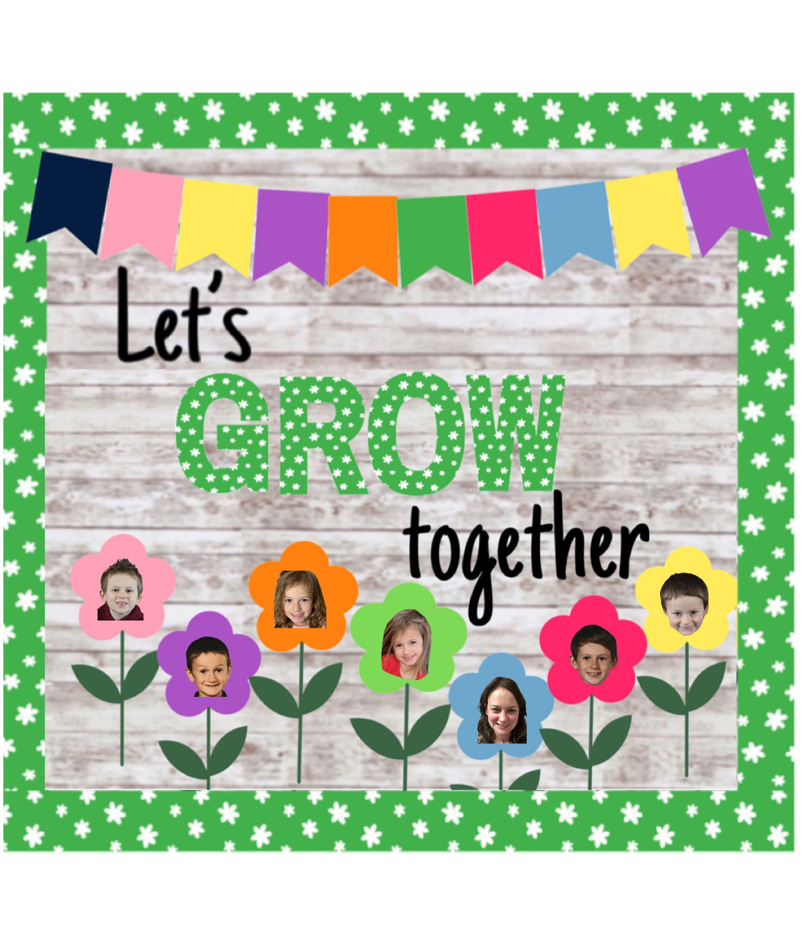 Spring Bulletin Board Printable Kit, Let’s Grow Together Flower ...