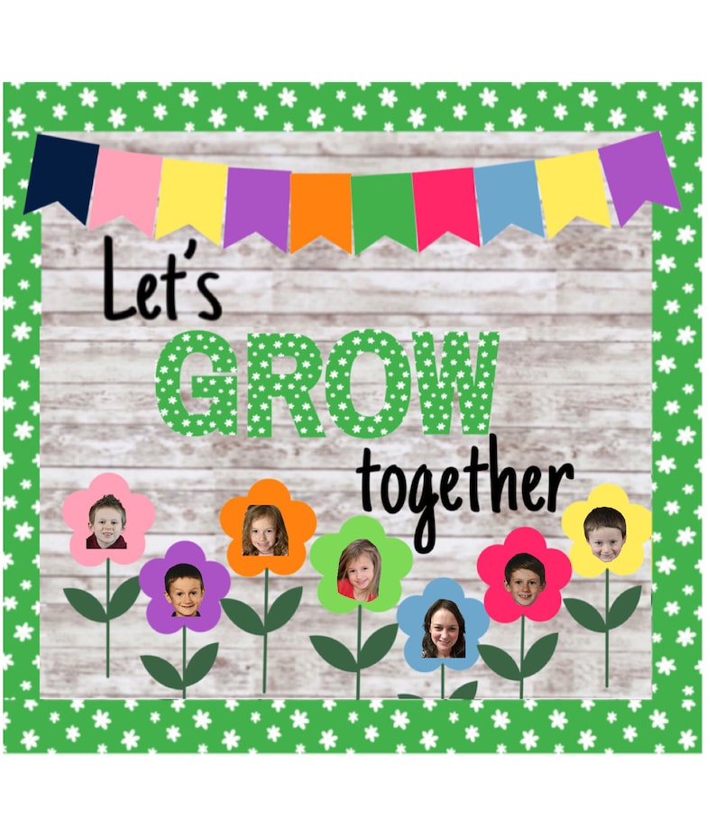 Spring Bulletin Board Printable Kit, Let’s Grow Together Flower ...