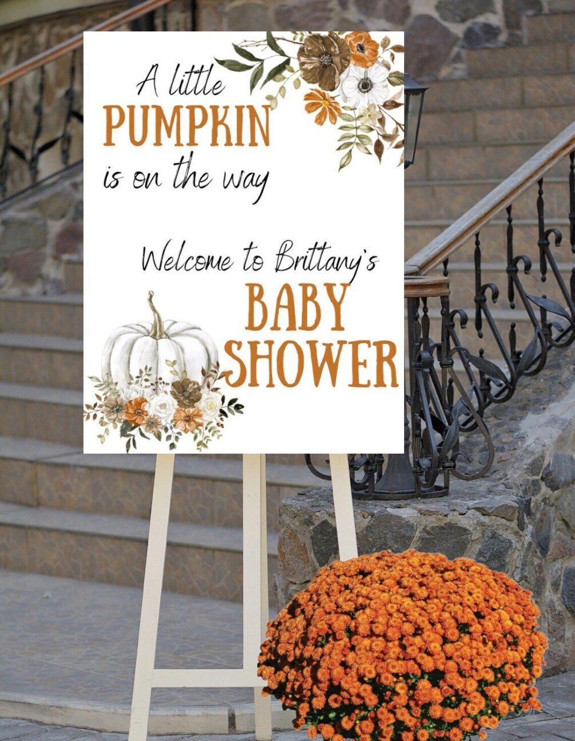 Fall Baby Shower Sign, A Little Pumpkin, Baby Shower Welcome Sign, Fall ...