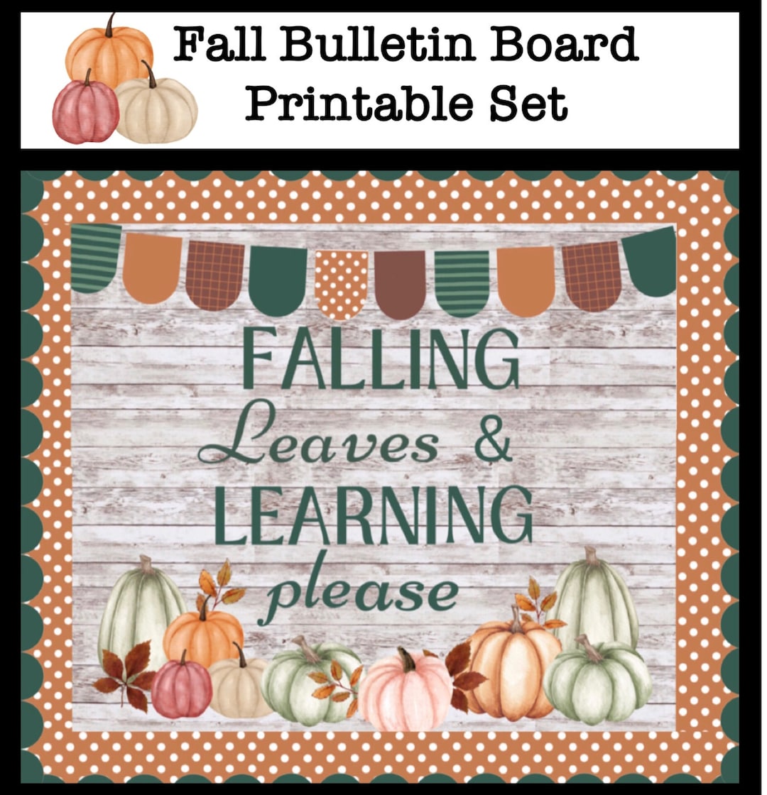 Fall Bulletin Board Kit, Printable Bulletin Board Set, Autumn Classroom ...