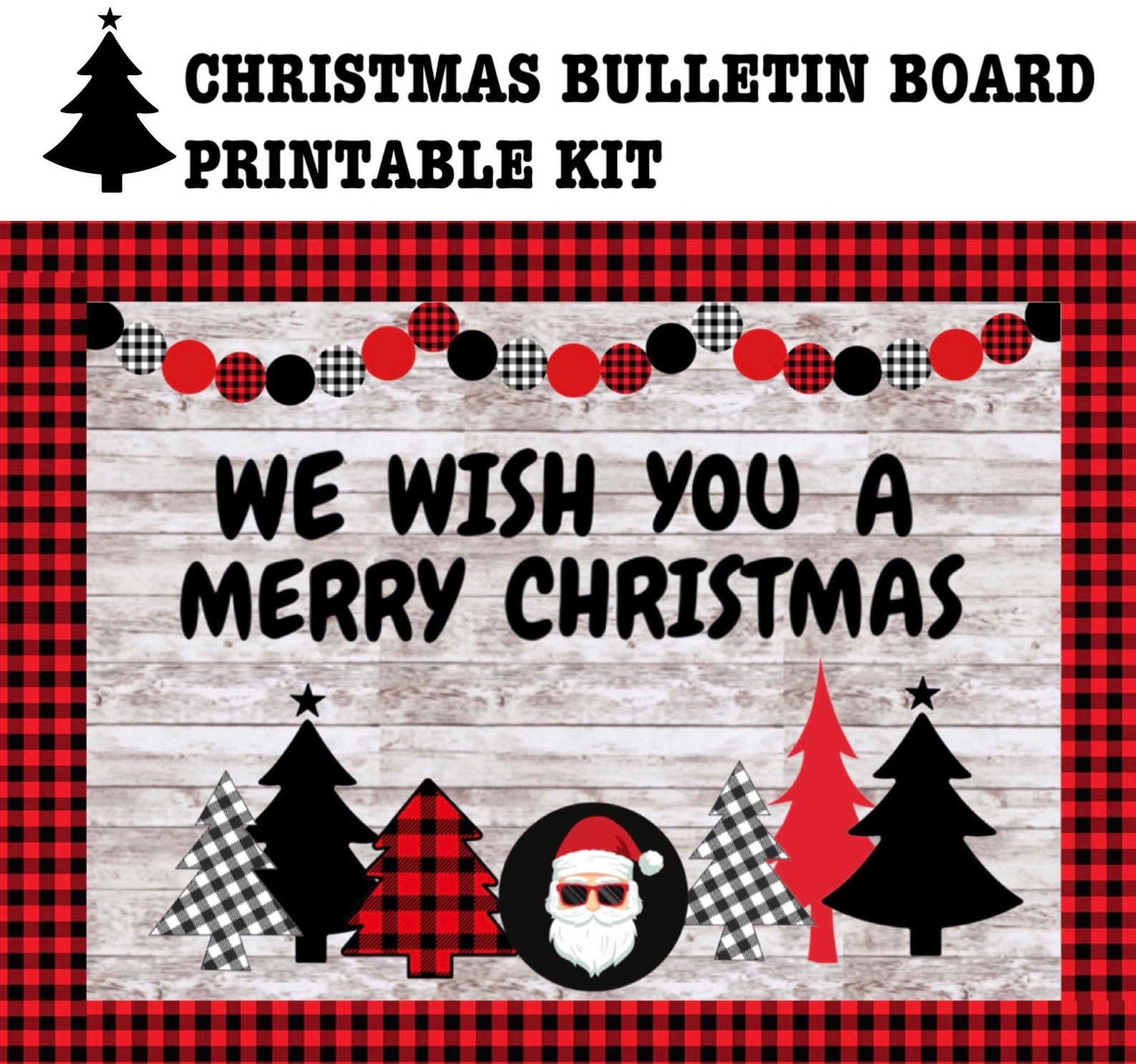 Christmas Bulletin Board Kit, Printable Winter, Bulletin Board, We Wish ...