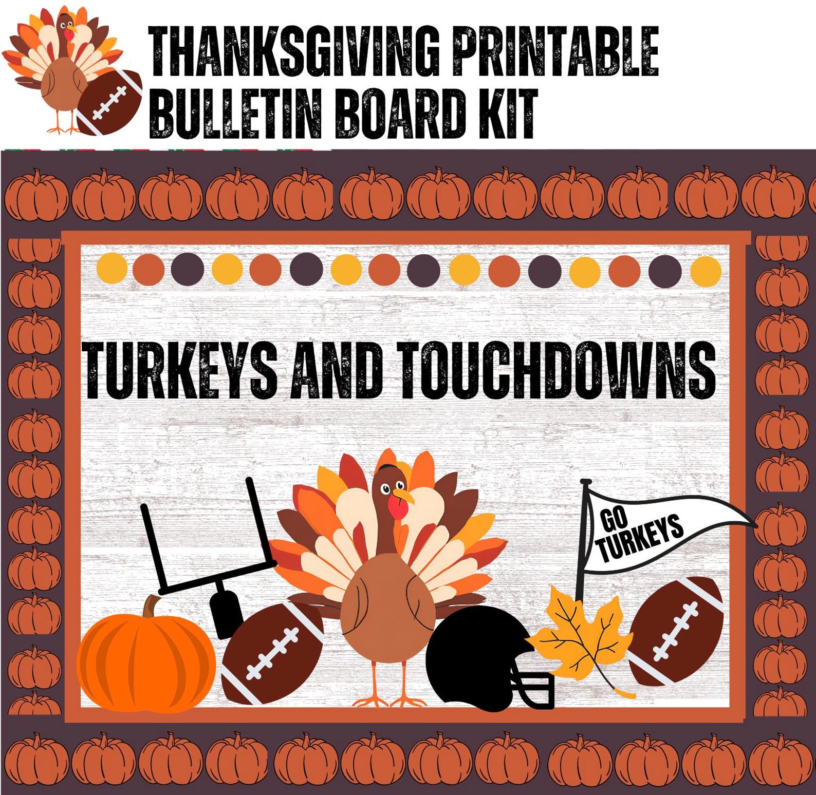 Thanksgiving Bulletin Board, Fall Bulletin Board Printable Kit, Turkeys ...