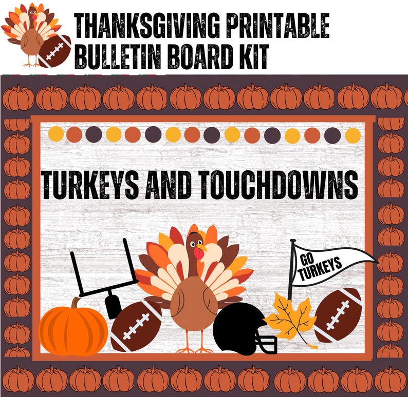 Thanksgiving Bulletin Board, Fall Bulletin Board Printable Kit, Turkeys ...